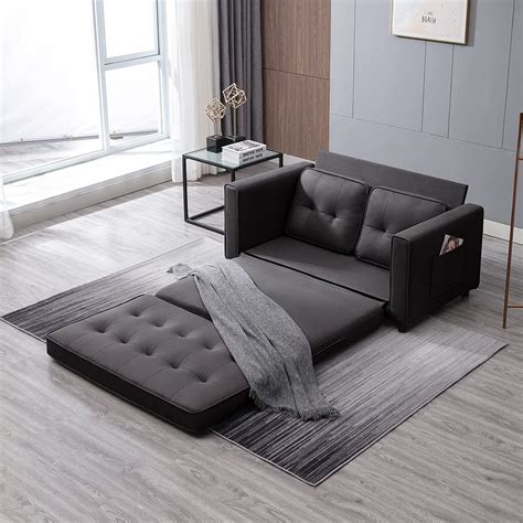 Mixoy Modern Loveseat3 In 1 Pull Out Sleeper Sofa Bed With Tri Foldin