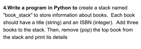 4Write A Program In Python To Create A Stack StudyX
