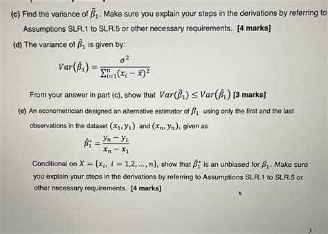 Solved c Find the variance of β 1 Make sure you explain Chegg com