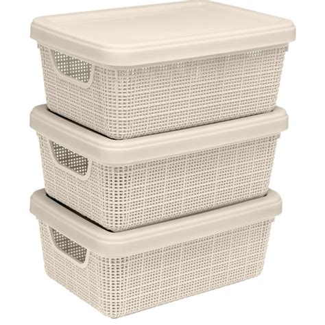 Juego De 3 Cajas Organizadoras Plásticas Con Tapa Hermetica De 18