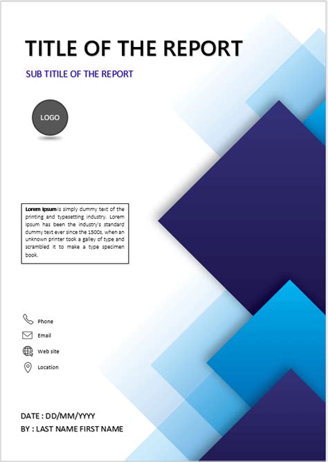 Title Page Blue Squares Abstract Design Template Cover Pages