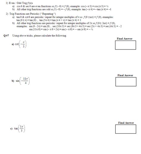 Answered 1 Even Odd Trigxs A Cos 8 And Sec Bartleby