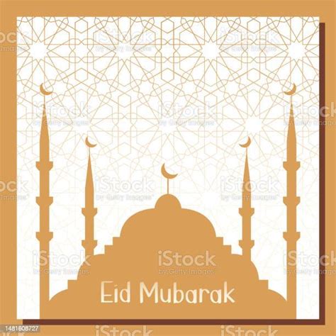 모스크와 전통적인 이슬람 장식입니다 이슬람 휴일 라마단 전통 이드 알 피트르 인사말 Eid Mubarak에 대한 스톡 벡터 아트