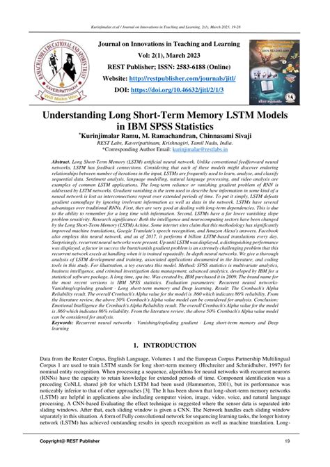 Pdf Understanding Long Short Term Memory Lstm Models In Ibm Spss Statistics