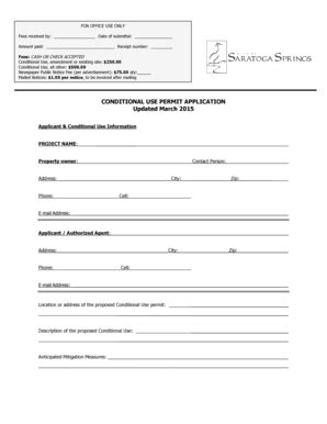 Fillable Online CONDITIONAL USE PERMIT APPLICATION Updated March Fax