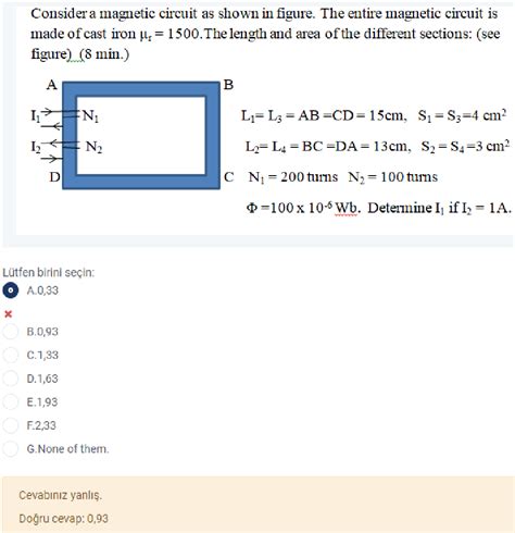 Solved Consider A Magnetic Circuit As Shown In Figure The Chegg