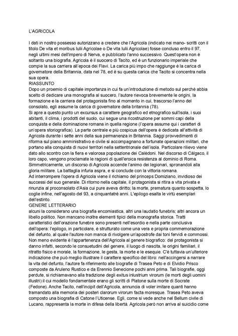 Riassunto E Spiegazione Dellagricola Appunti Di Latino Docsity