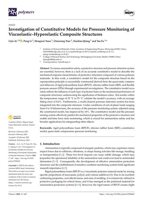 Pdf Investigation Of Constitutive Models For Pressure Monitoring Of