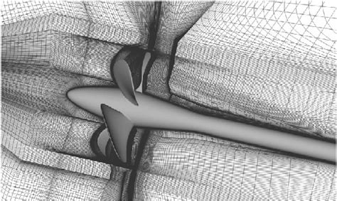 View Of The Computational Grid Near The Propeller Along A Cut On The