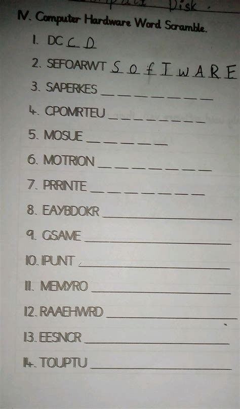 N Computer Hardware Word Scramble 1 Dccd Studyx