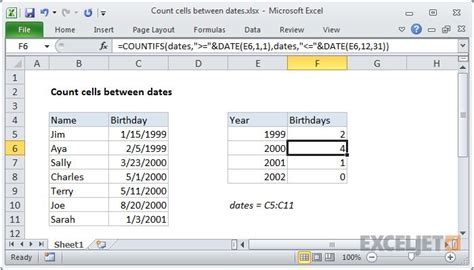 Excel Formula Count Cells Between Dates Excel Formula Dating Excel