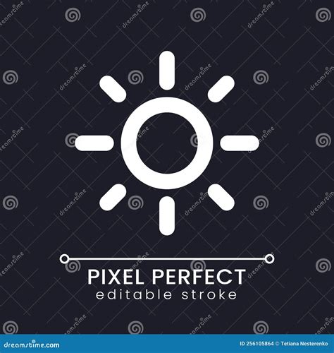 Brightness Pixel Perfect White Linear Ui Icon For Dark Theme Stock Vector Illustration Of