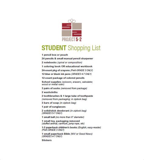 Shopping List Template 10 Free Sample Example Format Download