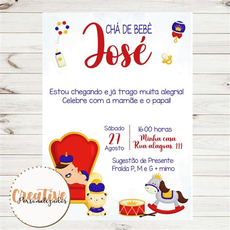 Convite Digital Chá de Fralda Menino Elo7 Produtos Especiais
