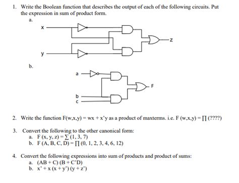 Solved Write The Boolean Function That Describes The Chegg Com