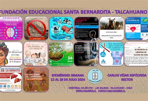 Efemérides Semana Del 22 Al 28 De Julio 2024 Cosanber