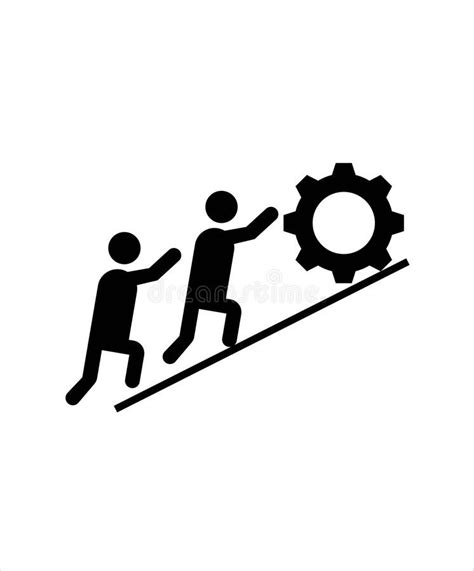 Teamwork Icontwo Person With Cogwheel Iconvector Best Flat Teamwork