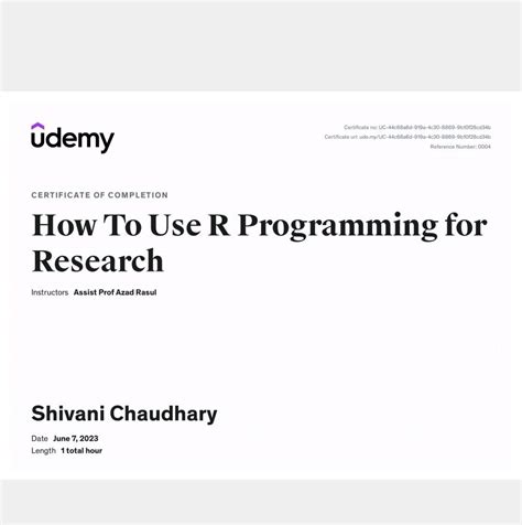 Shivani Chaudhary On Linkedin R Programming For Research Certificate