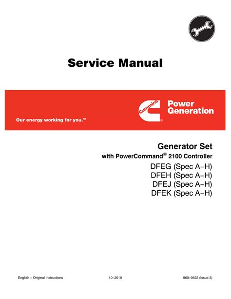 cummins onan dfeg generator set with power command 2100 controller