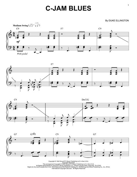 Duke Ellington C Jam Blues Sheet Music