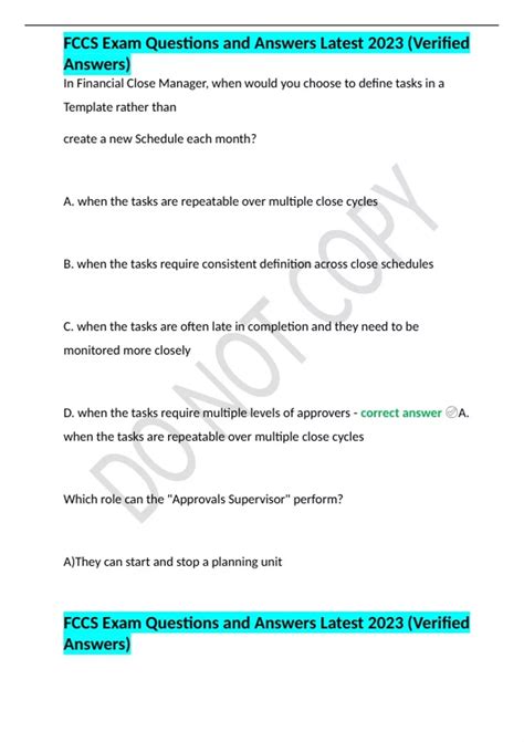 Fccs Exam Questions And Answers Latest 2023 Verified Answers Fccs