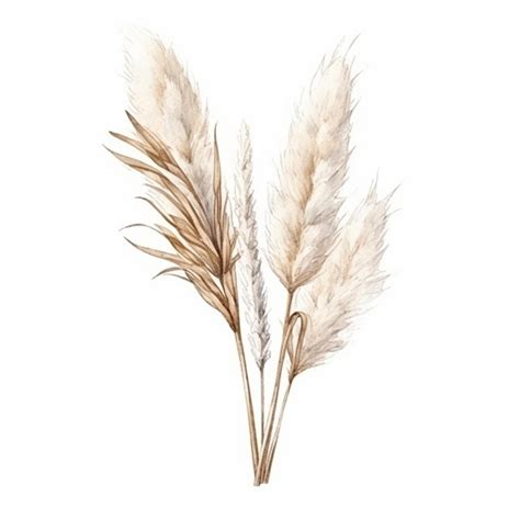 Premium Photo A Set Of Pampas Grass Flowers On A White Background