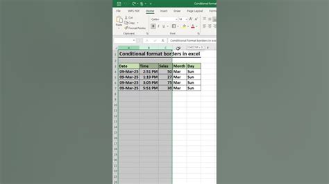 conditional format borders in excel 💯 exceltutorial exceltips