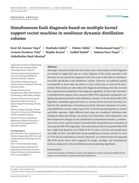 pdf simultaneous fault diagnosis based on multiple kernel support
