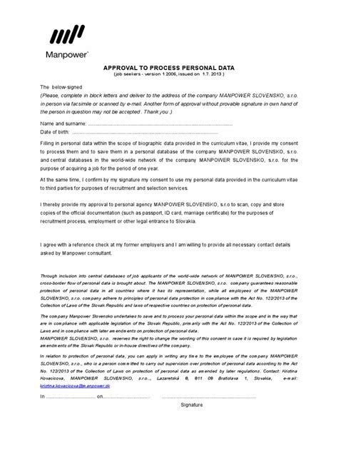 Raf Manpower Consent Form English Personally Identifiable Information