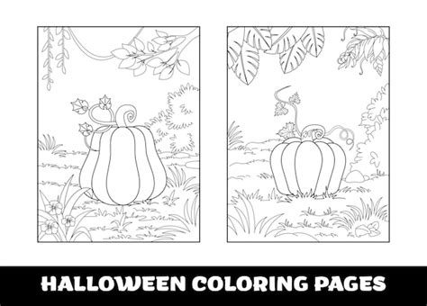 어린이를 위한 할로윈 호박 색칠 페이지 흰색 배경의 색칠 페이지에 대해 설명된 호박 테마 프리미엄 벡터