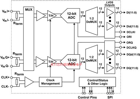 Adc12d1600ti 12 位、双通道 16gsps 或单通道 32gsps 模数转换器 Adc