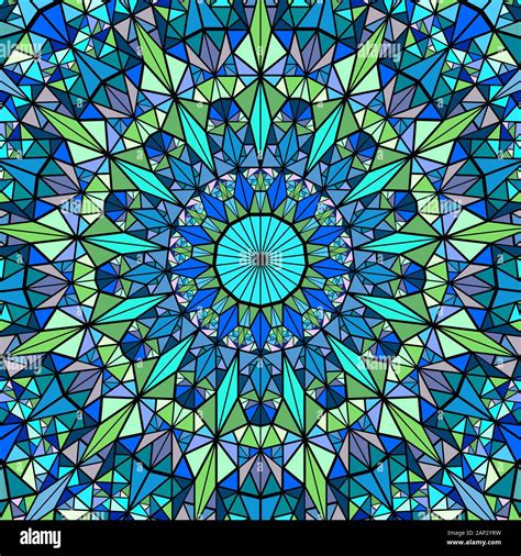 Dynamic Polygonal Round Pattern Mosaic Mandala Background Hypnotic Abstract Circular Vector