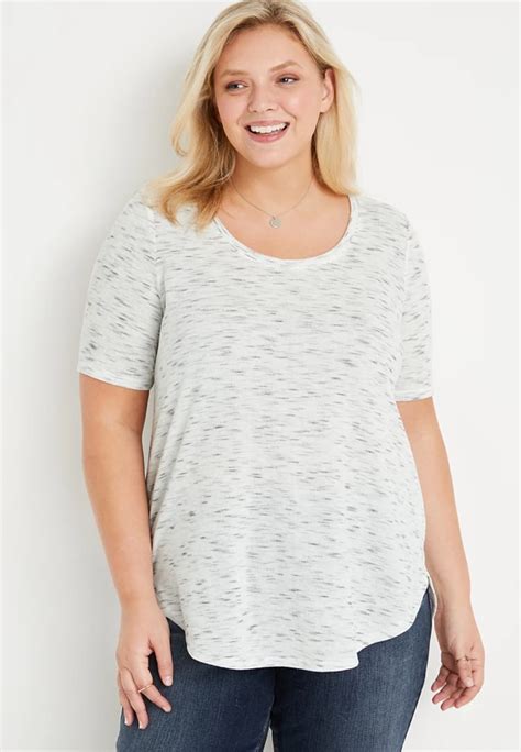Plus Size 247 Gray Spacedye Flawless Tunic Tee Maurices