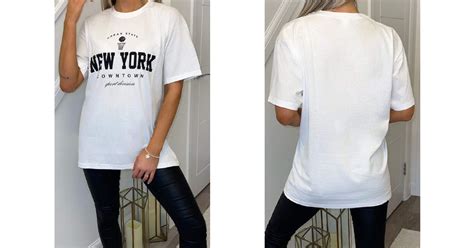 New York Slogan Oversized Tee White Gigiland Uk Silkfred Us