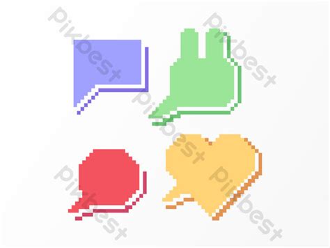 컬러 픽셀 버블 대화 상자 테두리 일러스트 Png Psd 무료 다운로드 Pikbest