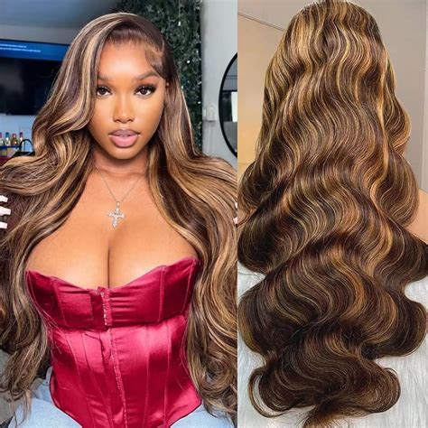 Htsly Highlight Ombre Lace Front Wig Human Hair Pre