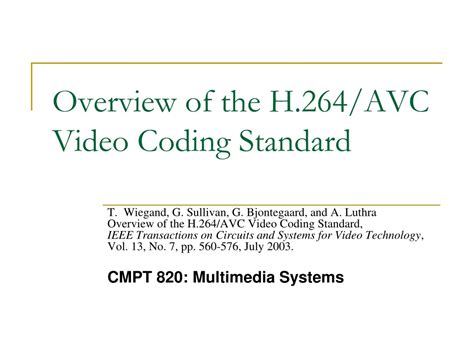 Ppt H 264 Avc Video Standard Overview Powerpoint Presentation Free Download Id 9145064