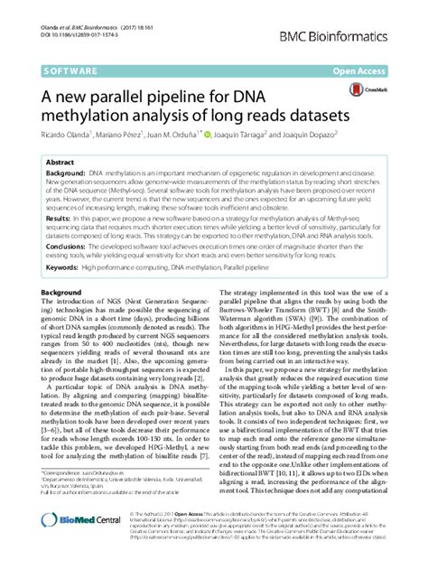 Pdf A New Parallel Pipeline For Dna Methylation Analysis Of Long
