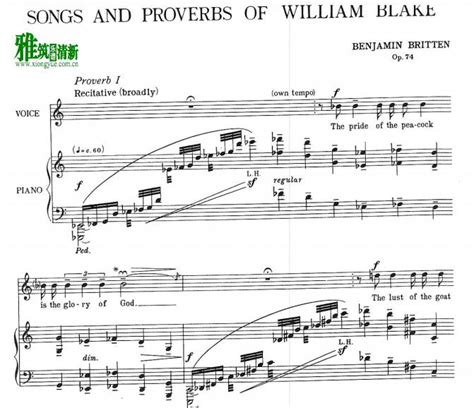 布里顿 威廉布莱克的歌曲和格言 Songs And Proverbs Of William Blake钢琴伴奏谱 找教案个人博客