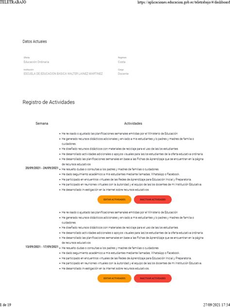 Teletrabajo Septiembre Ultima Semana Pdf Educación De La Primera