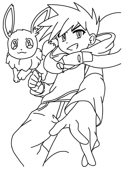 Eevee Pokemon Gary Oak Coloring Page Gary Oak Pokemon Coloring Pages
