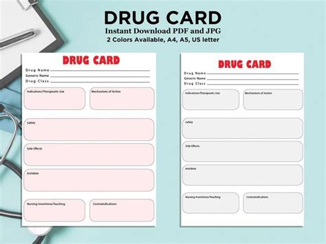 Drug Card Template Pharmacology Concept Map For Nurses Digital Planners