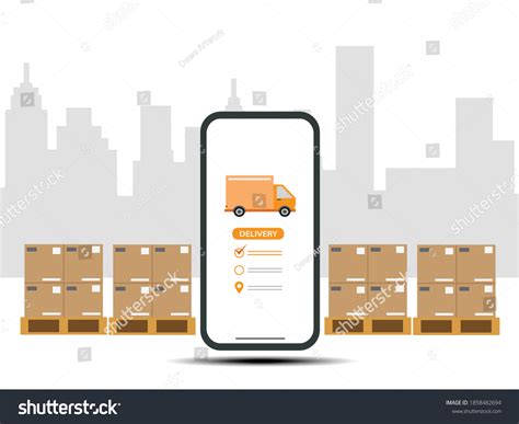 Customer Using Mobile App Tracking Order Stock Vector Royalty Free