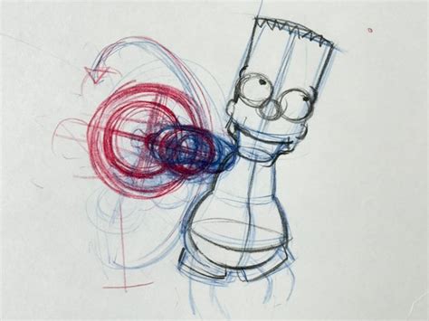 The Simpsons 1 Original Animation Drawing Of Bart Simpson