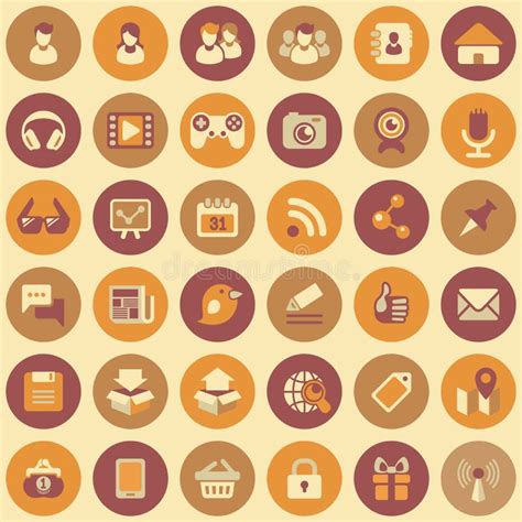 Iconos Planos Redondos Del Curriculum Vitae Ilustración del Vector