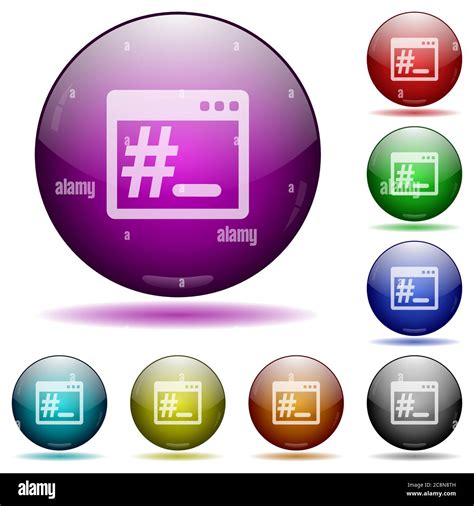 set of color linux root terminal glass sphere buttons with shadows stock vector image and art alamy