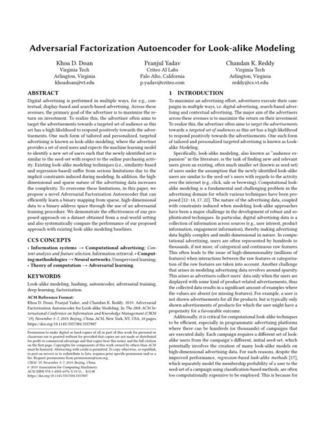 Pdf Adversarial Factorization Autoencoder For Look Alike Modeling