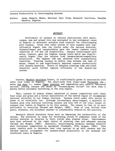 Solution Cassava Productivity In Intercropping Systems Studypool