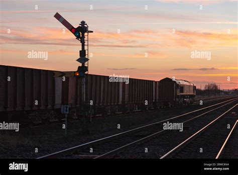 Db Cargo Rail Uk Class 66 Locomotive 66161 Hauling A Freight Train