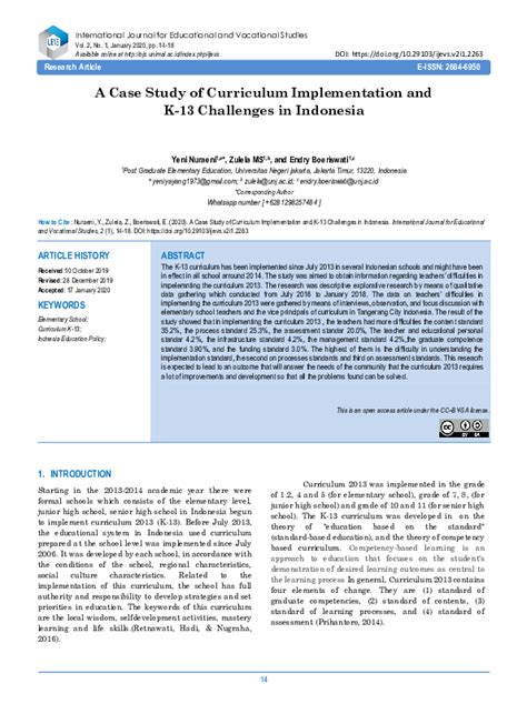 Pdf A Case Study Of Curriculum Implementation And K 13 Challenges In